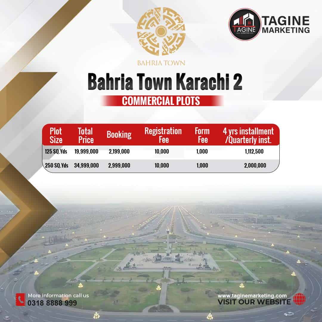 Bahria Town Karachi 2 | Payment Plan |Tagine Marketing