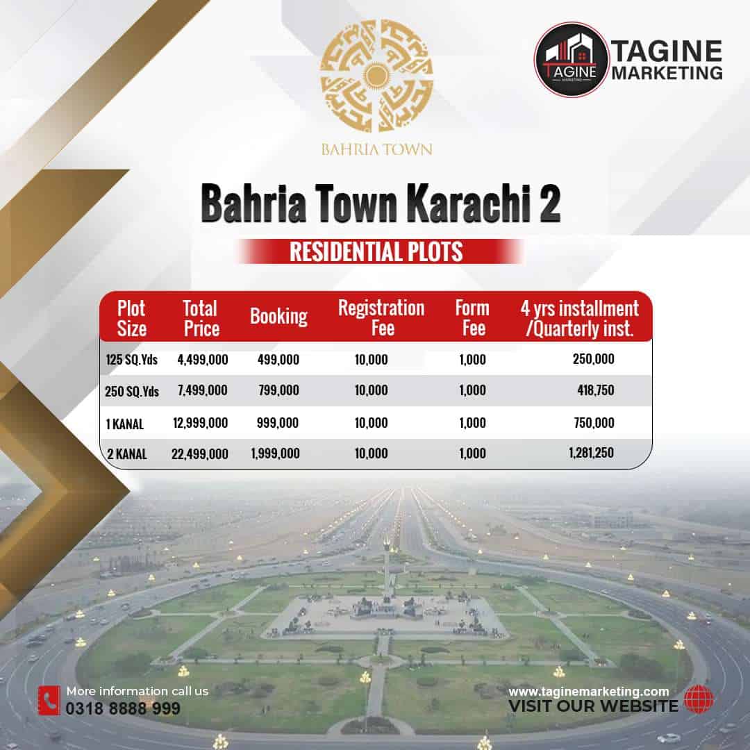 Bahria Town Karachi 2 | Payment Plan |Tagine Marketing
