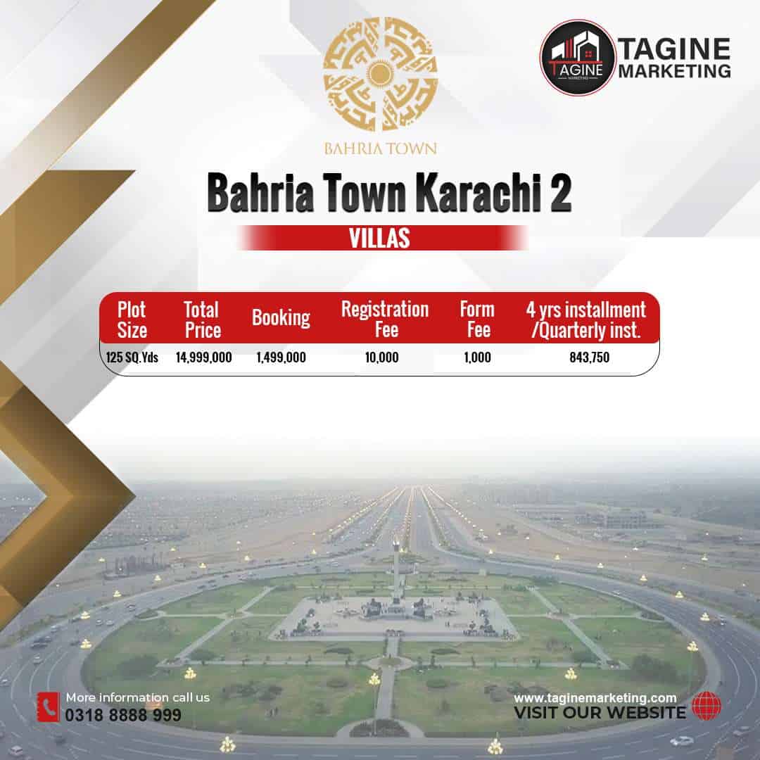 Bahria Town Karachi 2 | Payment Plan |Tagine Marketing